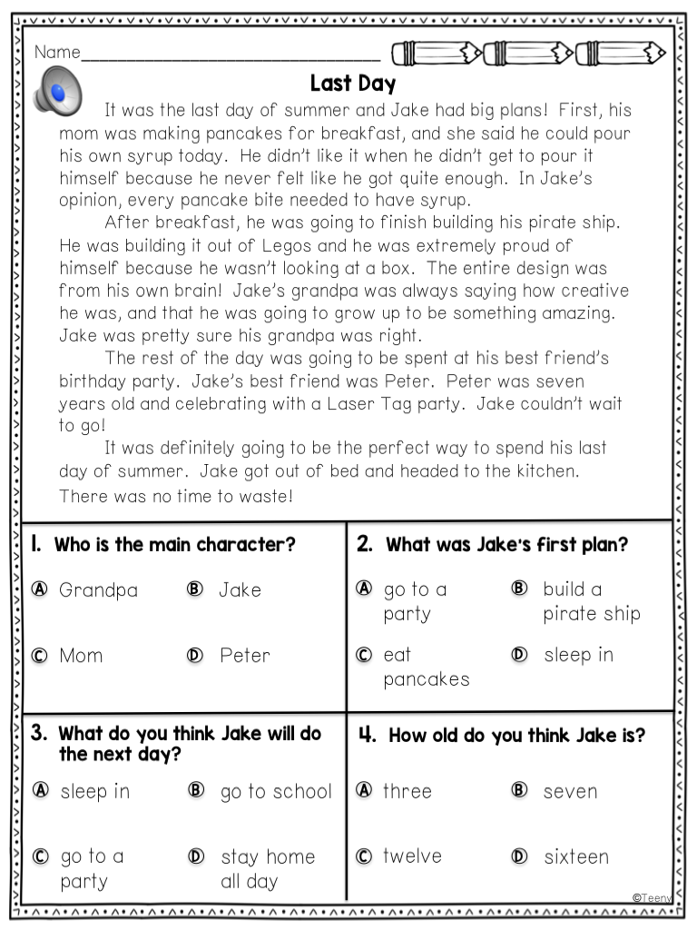 Reading And Listening Comprehension A Teeny Tiny Teacher Reading And Listening Comprehension A Teeny Tiny Teacher